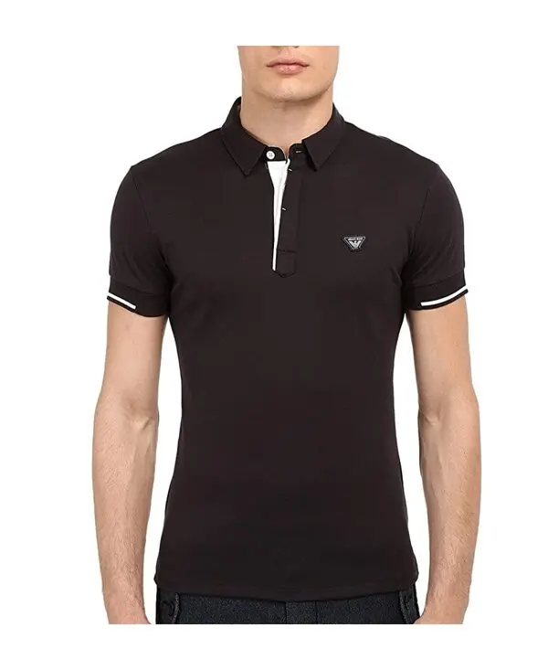 Emporio Armani Logo Details Polo Shirt - Black