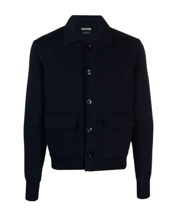 TOM FORD Pointed-collar Ribbed-knit Cardigan