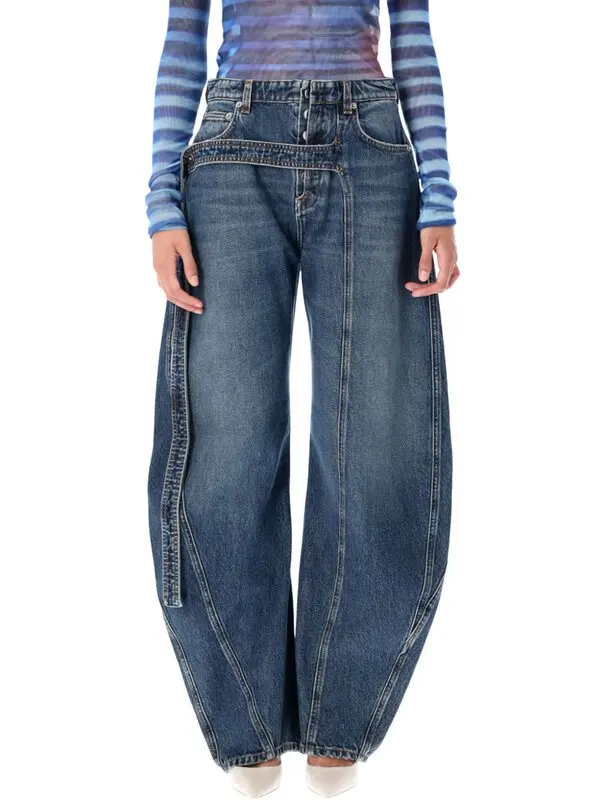 JEAN PAUL GAULTIER Low-rise Denim Trousers With Lace-up Detail - Blue