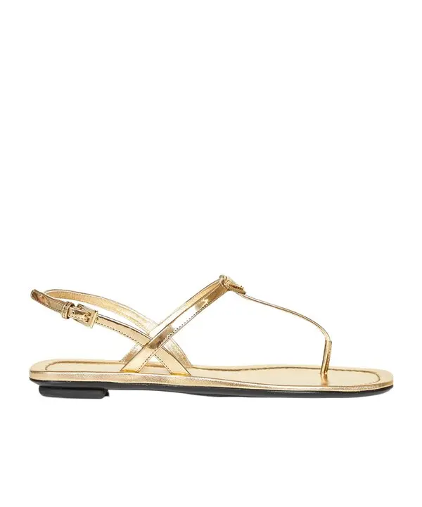 Prada Metallic Flat Thong Sandals - Platinum