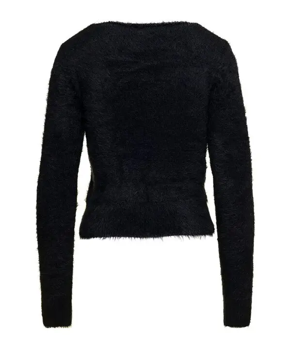 Dries Van Noten Fluffy V-neck Long-sleeve Sweater