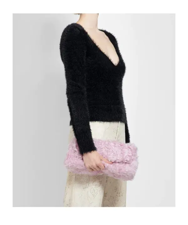 Dries Van Noten Fluffy V-neck Long-sleeve Sweater