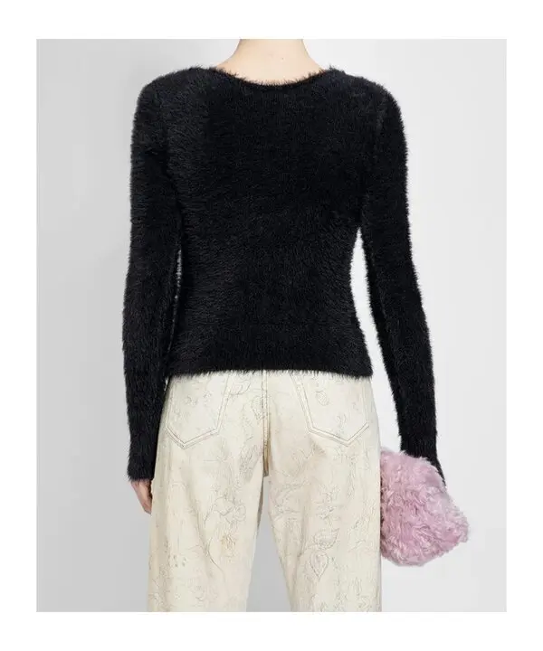 Dries Van Noten Fluffy V-neck Long-sleeve Sweater