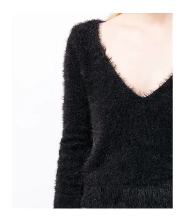 Dries Van Noten Fluffy V-neck Long-sleeve Sweater