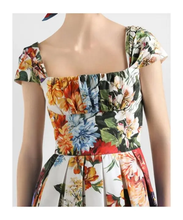 Dolce & Gabbana Floral Print Short Sleeve Dress