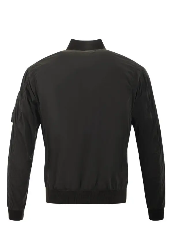 C.P. COMPANY Ribbed Knit Collar Bomber Jacket - Black