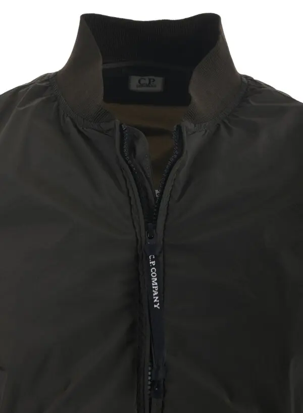 C.P. COMPANY Ribbed Knit Collar Bomber Jacket - Black
