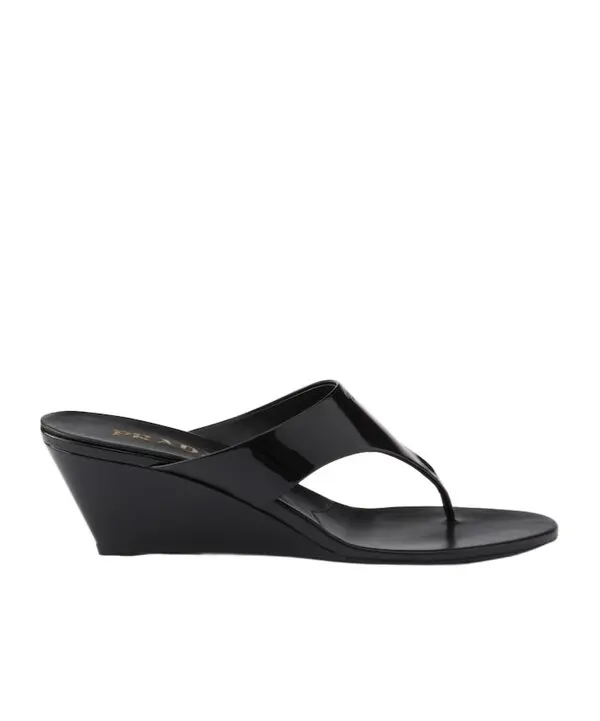 Prada Wedge Thong Sandals - Black