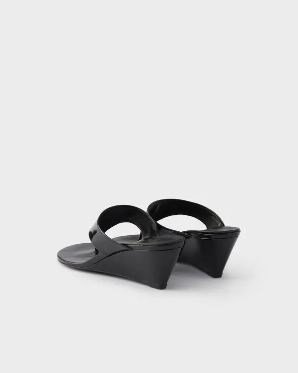 Prada Wedge Thong Sandals - Black