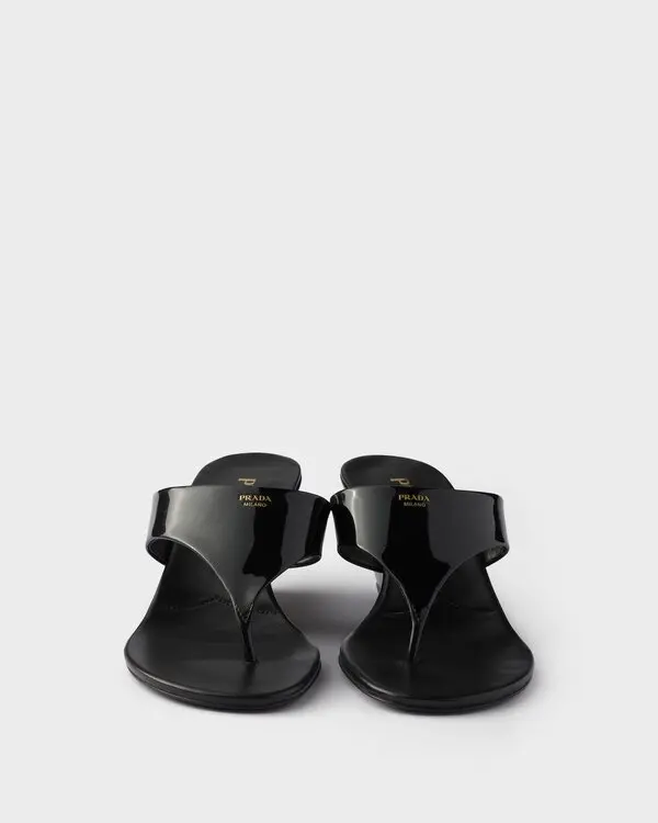 Prada Wedge Thong Sandals - Black