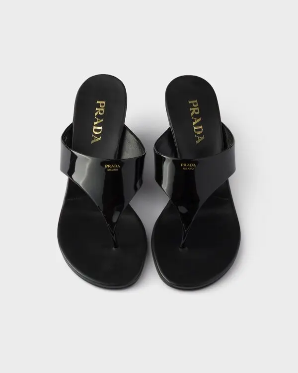 Prada Wedge Thong Sandals - Black