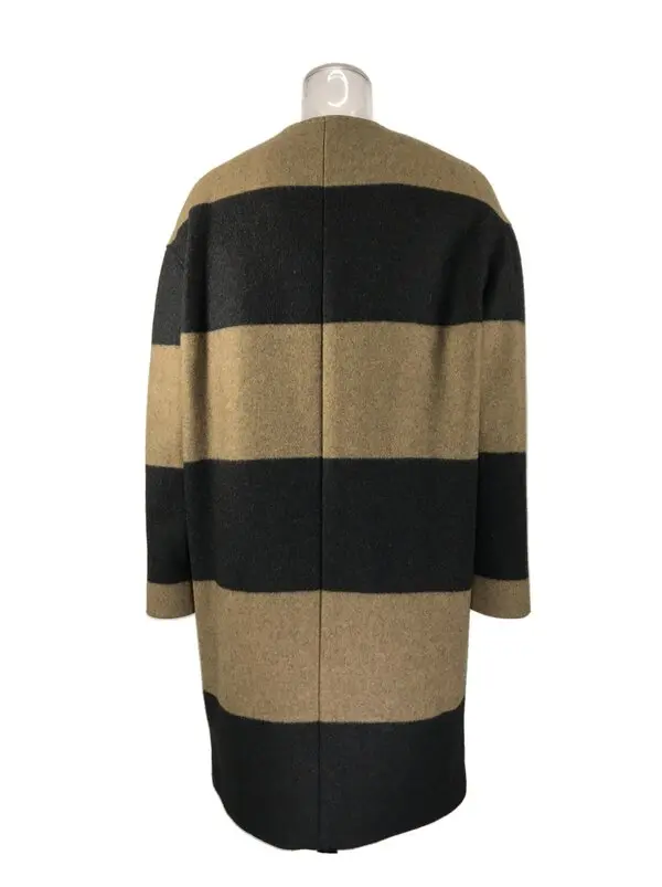 Max Mara Striped Round Neck Coat - Black