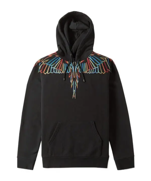 MARCELO BURLON COUNTY OF MILAN Wing Print Hooded Hooded Hoodie - Black