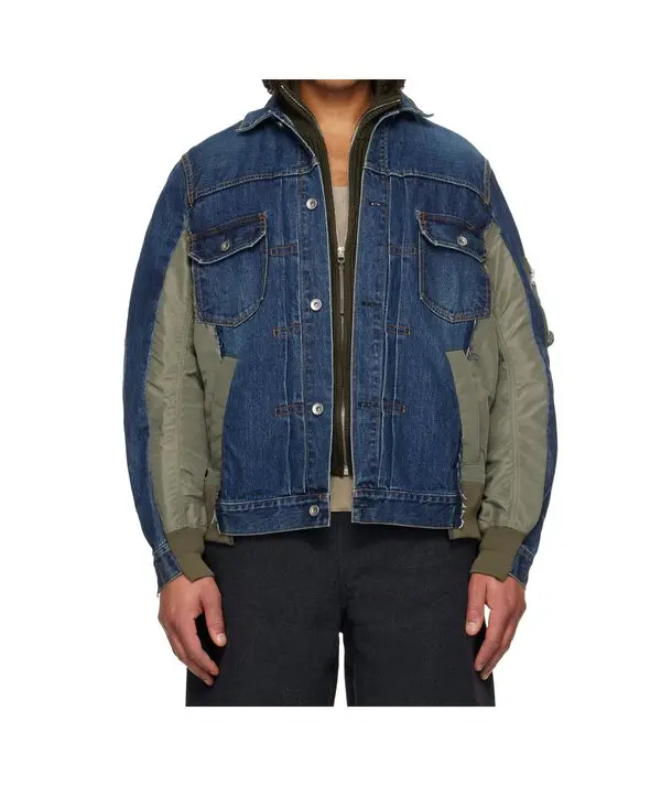 Sacai Patchwork Denim And Twill Jacket