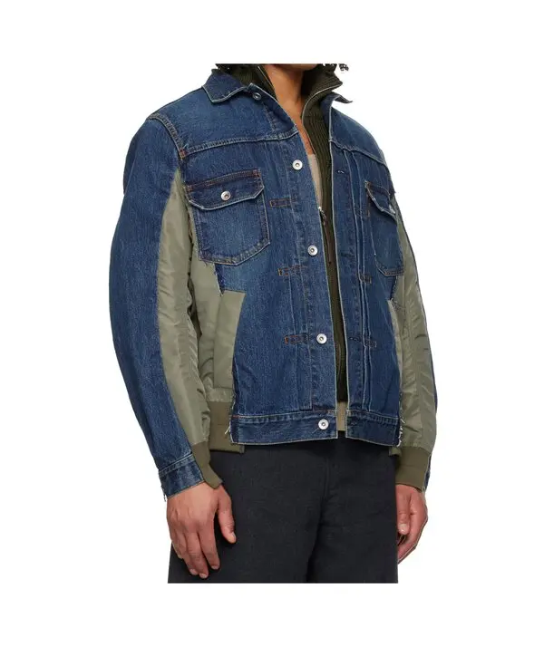 Sacai Patchwork Denim And Twill Jacket