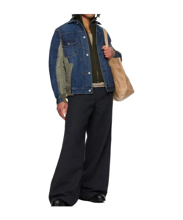 Sacai Patchwork Denim And Twill Jacket