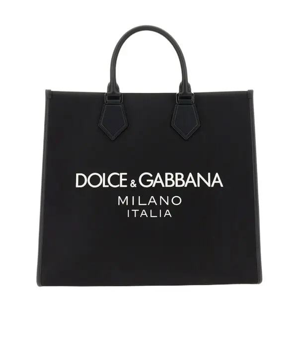 Dolce & Gabbana Logo Rubberized Shopper Bag - Black