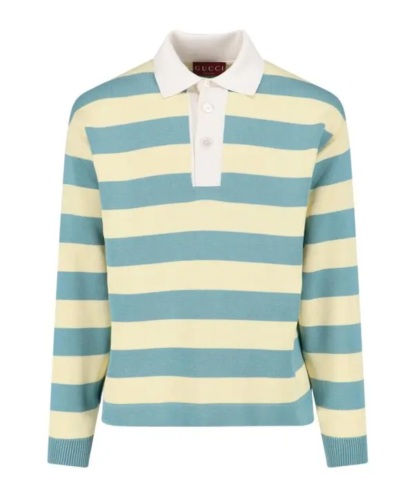 Gucci Striped Knitted Polo Shirt - Nude