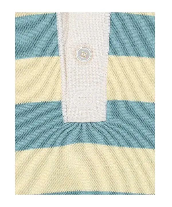 Gucci Striped Knitted Polo Shirt - Nude