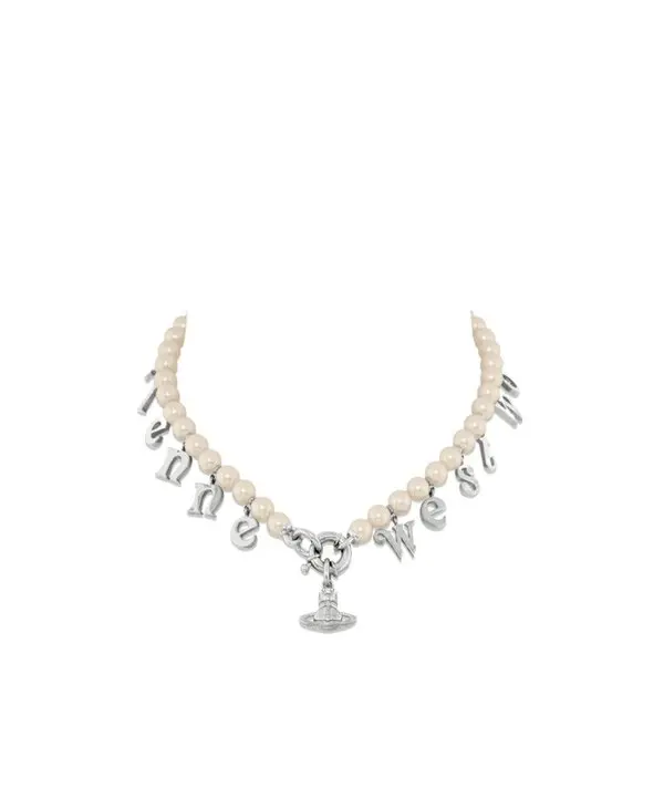 VIVIENNE WESTWOOD Leanne Necklace With Silver Letter Pendants And Orb Charm - Yellow