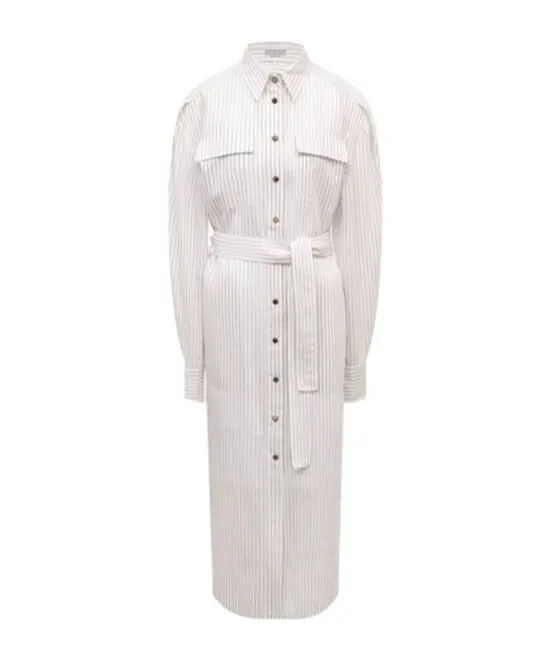 Brunello Cucinelli Striped Shirt Midi Dress