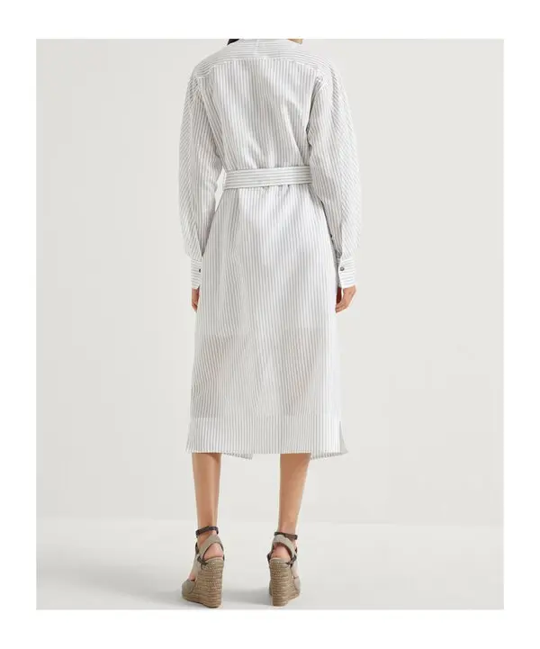 Brunello Cucinelli Striped Shirt Midi Dress