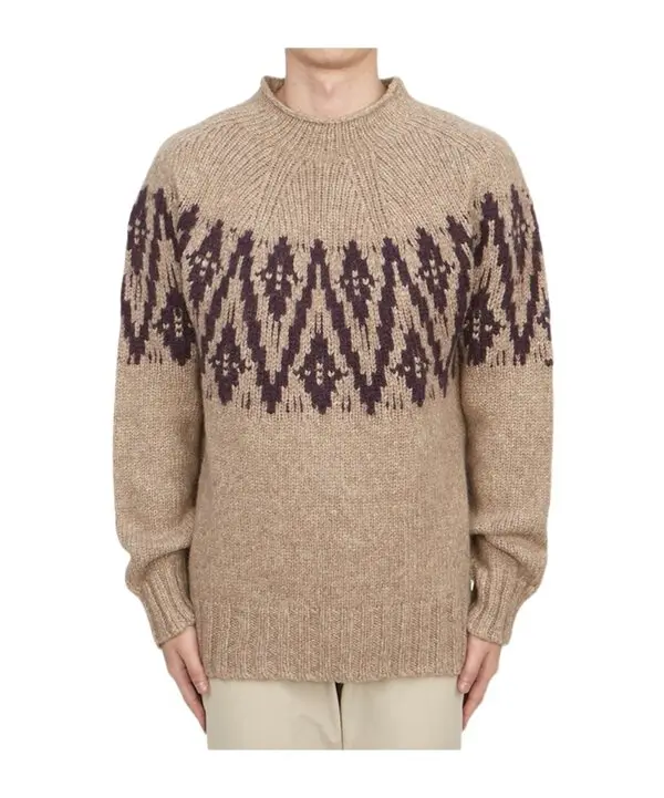 LARDINI Long Sleeve Patterned Sweater - Nude