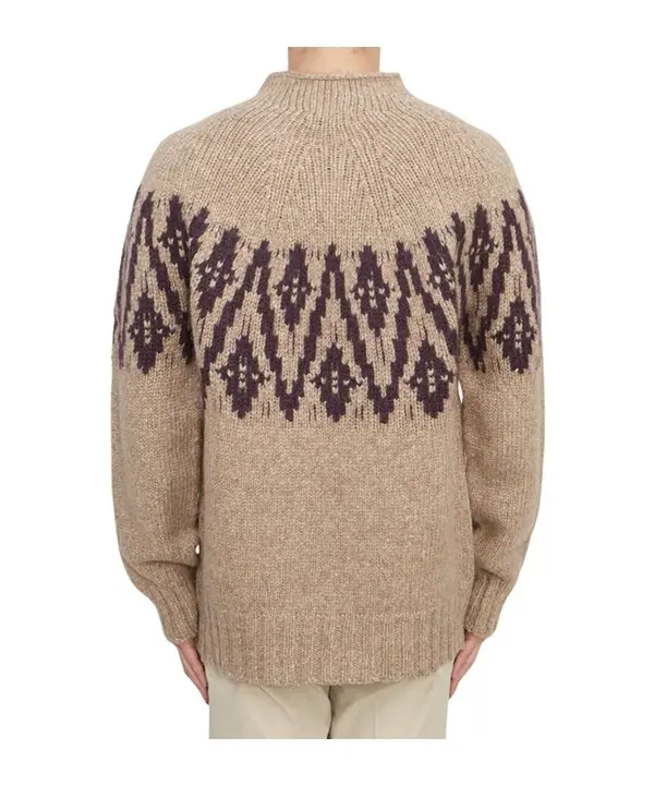 LARDINI Long Sleeve Patterned Sweater - Nude