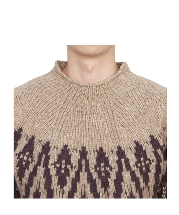 LARDINI Long Sleeve Patterned Sweater - Nude