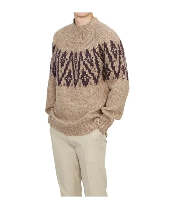 LARDINI Long Sleeve Patterned Sweater - Nude