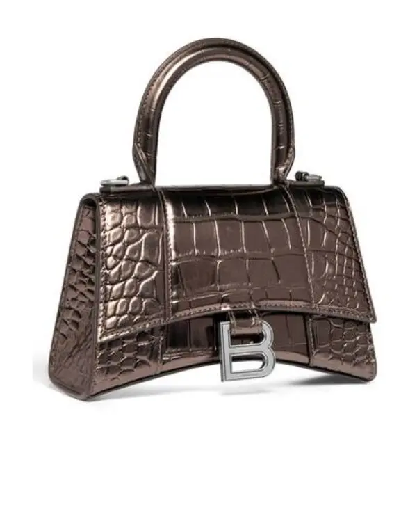Balenciaga Xs Hourglass Top Handle Bag - Black