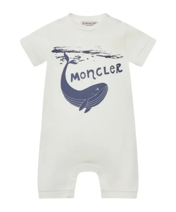 Moncler Whale Motif Cotton Romper - White