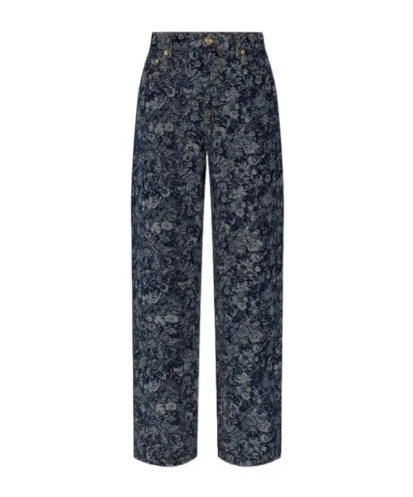 GANNI Floral-pattern Jeans - Navy Blue