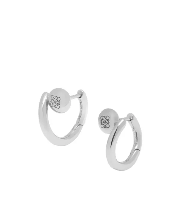 Loewe Anagram Pebble Mini Hoop Earrings - Silver