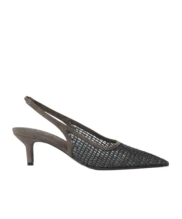 Brunello Cucinelli Precious Net Embroidery City Pumps