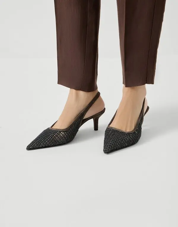 Brunello Cucinelli Precious Net Embroidery City Pumps