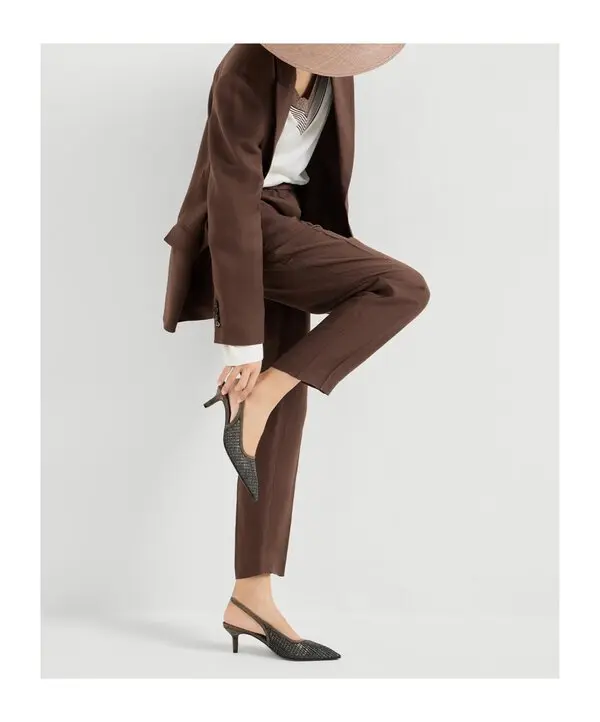 Brunello Cucinelli Precious Net Embroidery City Pumps