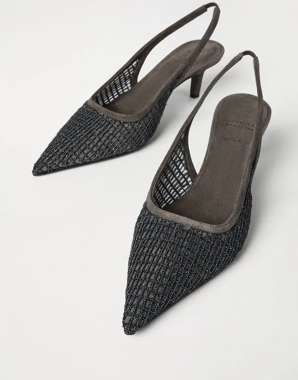 Brunello Cucinelli Precious Net Embroidery City Pumps