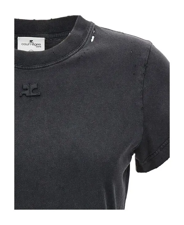 COURREGES Courrèges Distressed Crewneck T-shirt