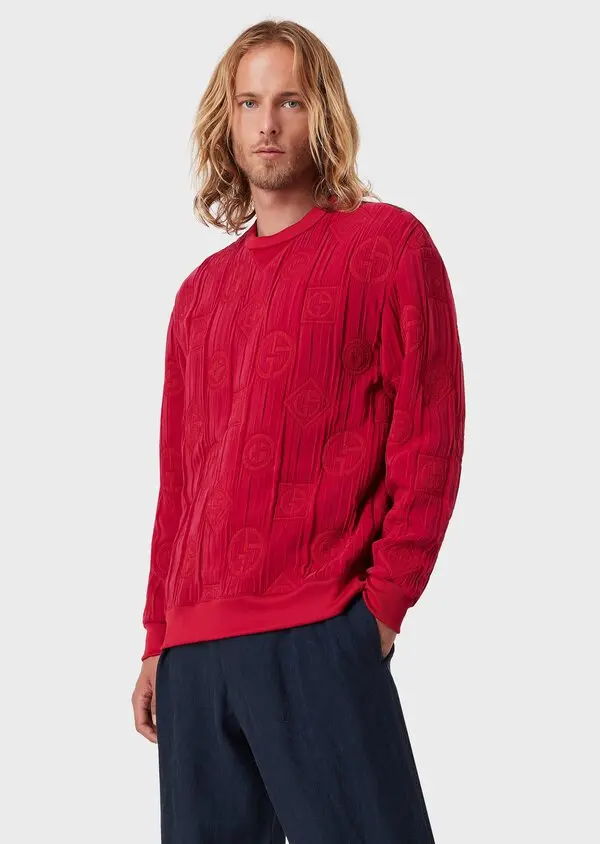Giorgio Armani Full Body Logo Round Neck Sweater