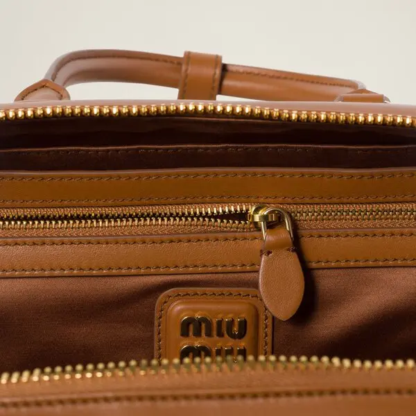 Miu Miu Arcadie Leather Bag - Cognac