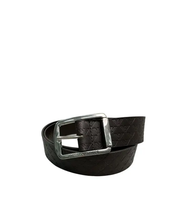 Emporio Armani Logo Embossed Belt - Black