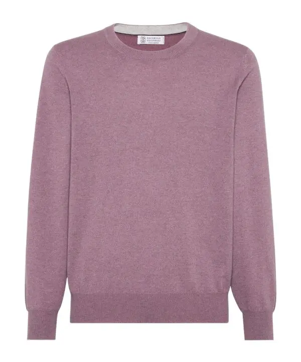 Brunello Cucinelli Crew Neck Long Sleeve Sweater - Purple
