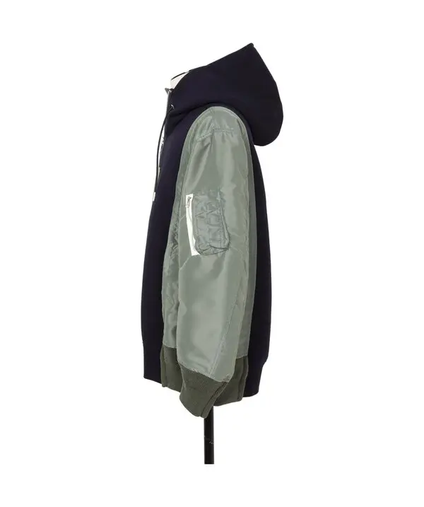 Sacai Panelled Zip-up Drawstring Hoodie