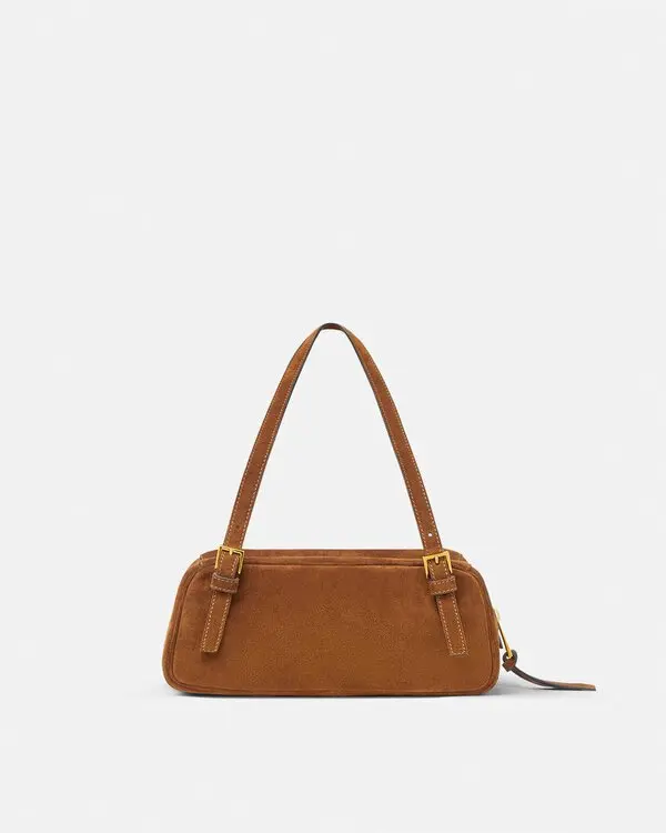 Versace Tag Bowling Shoulder Bag - Brown