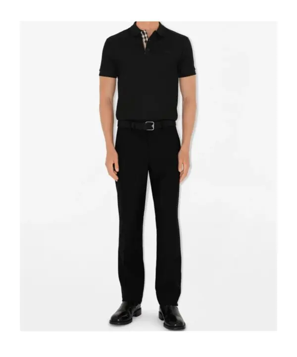 Burberry Logo Embroidered Short Sleeved Polo Shirt - Black