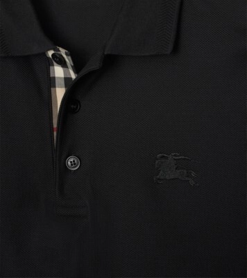 Burberry Logo Embroidered Short Sleeved Polo Shirt - Black