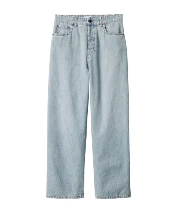 Miu Miu Logo-embroidered Denim Jeans - Light Blue