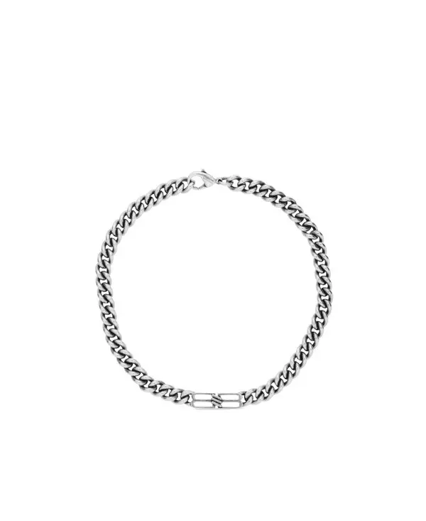 Balenciaga Bb Logo Plaque Chain Necklace - White