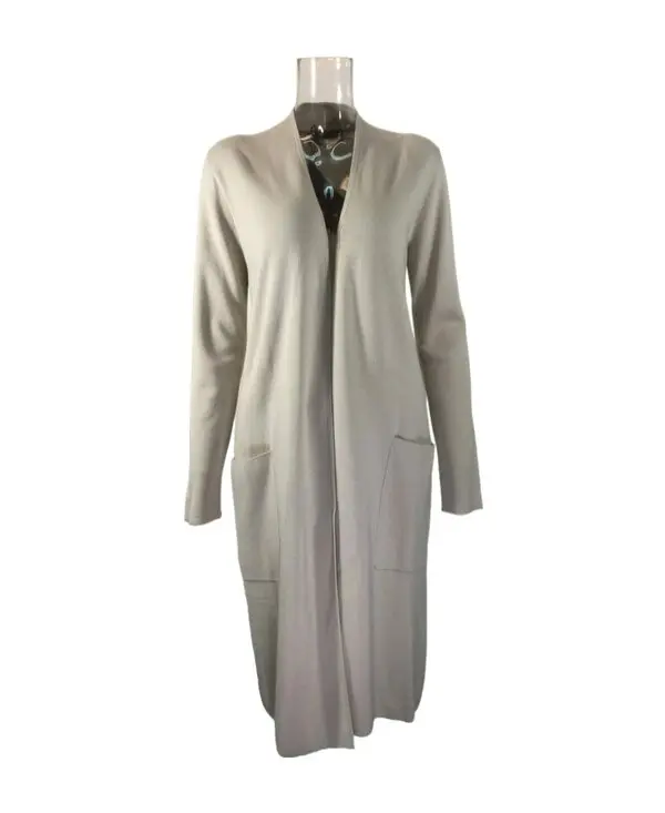 Max Mara Long Cardigan With Belt And Pockets - Gray